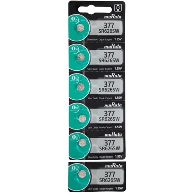 MuRata 377 Silver Oxide Button Battery (6 Pack) - Walmart Business Supplies