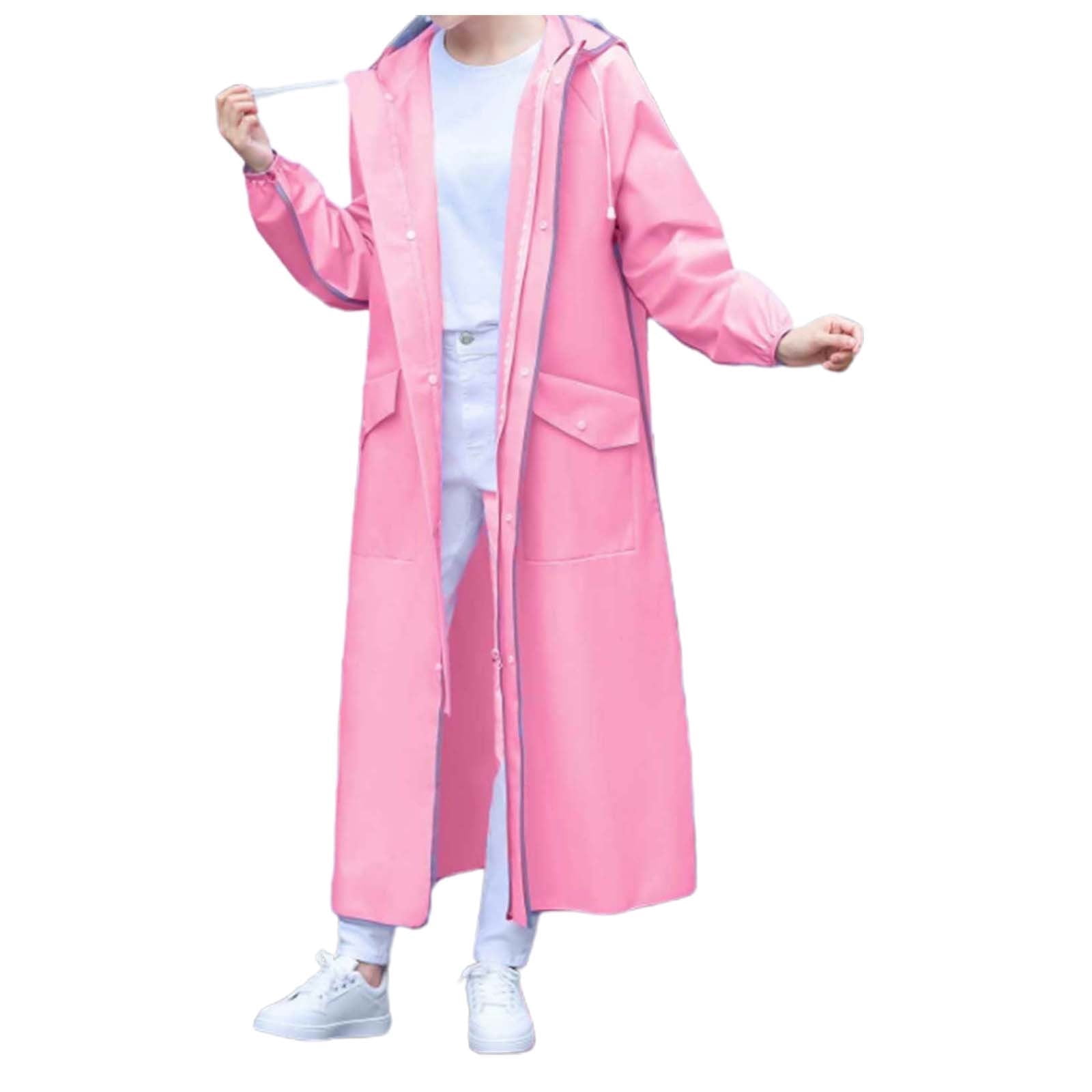 MuXi Women's Full Length Raincoat Hooded Anorak Windproof Outdoor ...