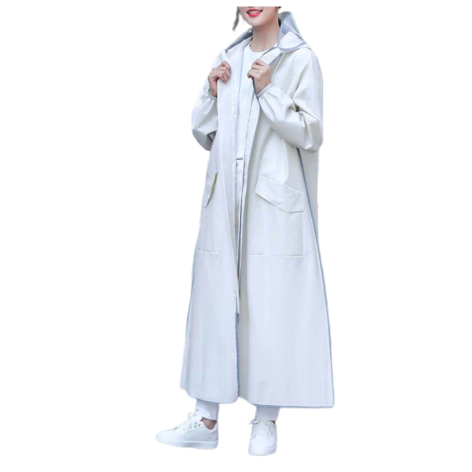 MuXi Women's Full Length Raincoat Hooded Anorak Windproof Outdoor ...