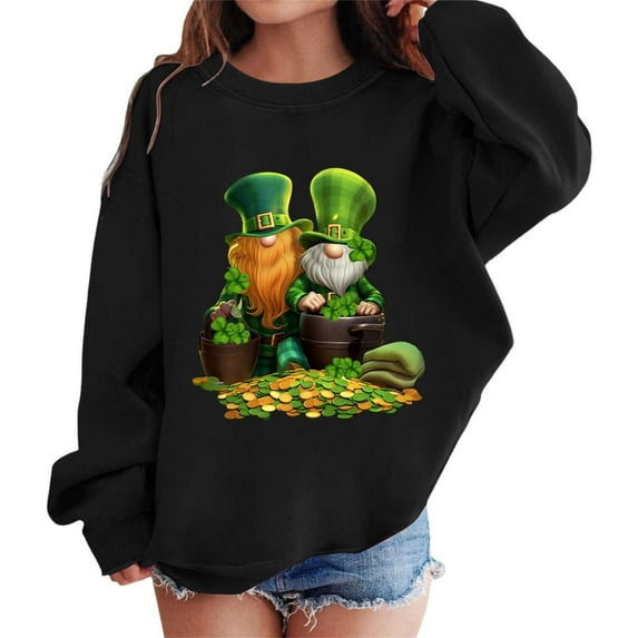 MuXiKeJi Clothes Kids Girls St.Patricks Day Sweatshirt Green Four Leaf ...