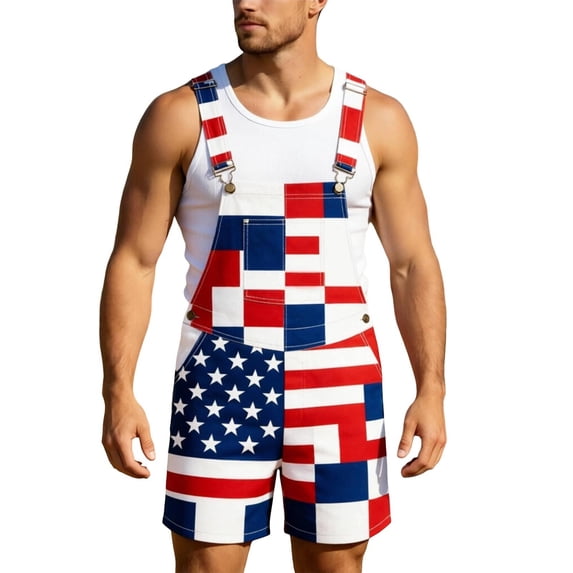 MuXiKeJi Clothes Overalls for Men American Flag 4th Of July Outfits ...
