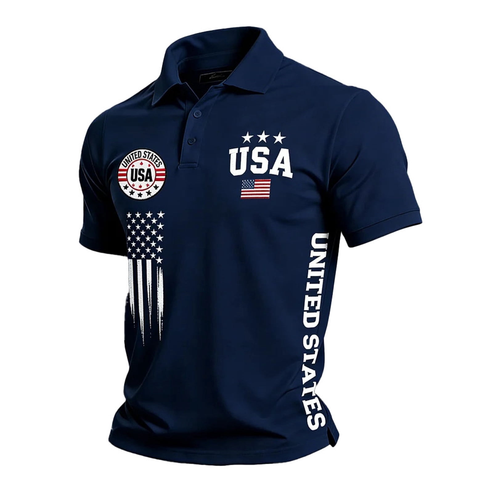 MuXiKeJi Clothes Patriotic Waffle Polo Shirt for Men - Distressed ...