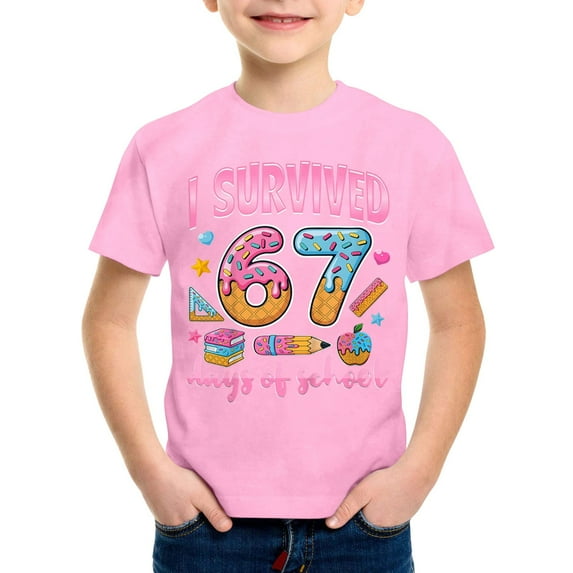 MuXiKeJi Clothes Stylish Graphic Print Crewneck Shirt For Kids ...