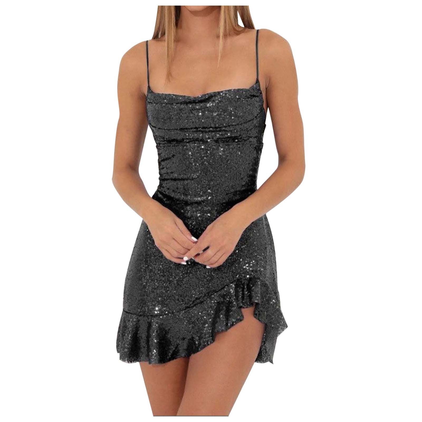 MuXiKeJi Sparkly Sequin Homecoming Dresses for Teens 2025 Spaghetti ...
