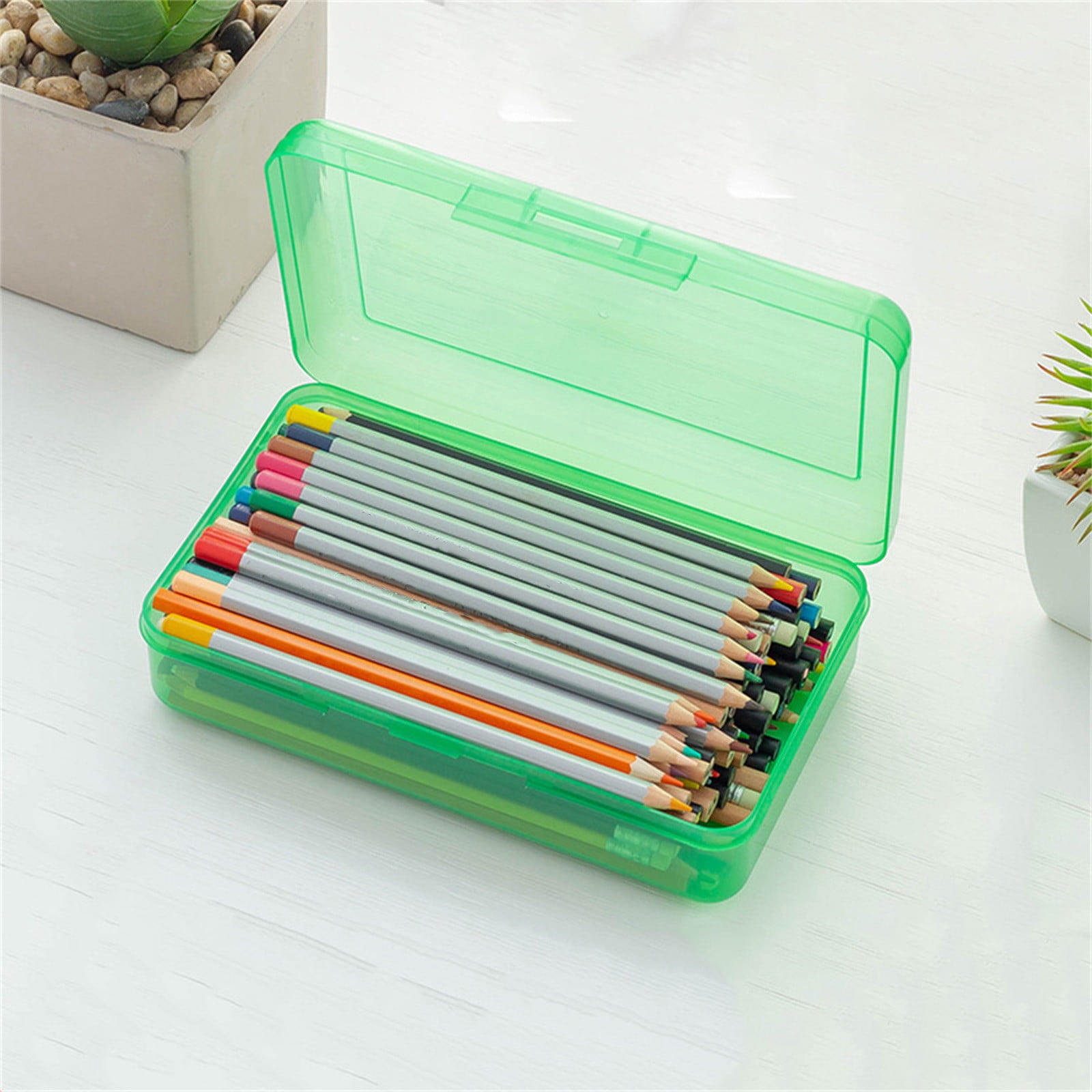 MuYan Extra Large Pencil Box Plastic Pencil Box Clear Boxes. with Snap ...