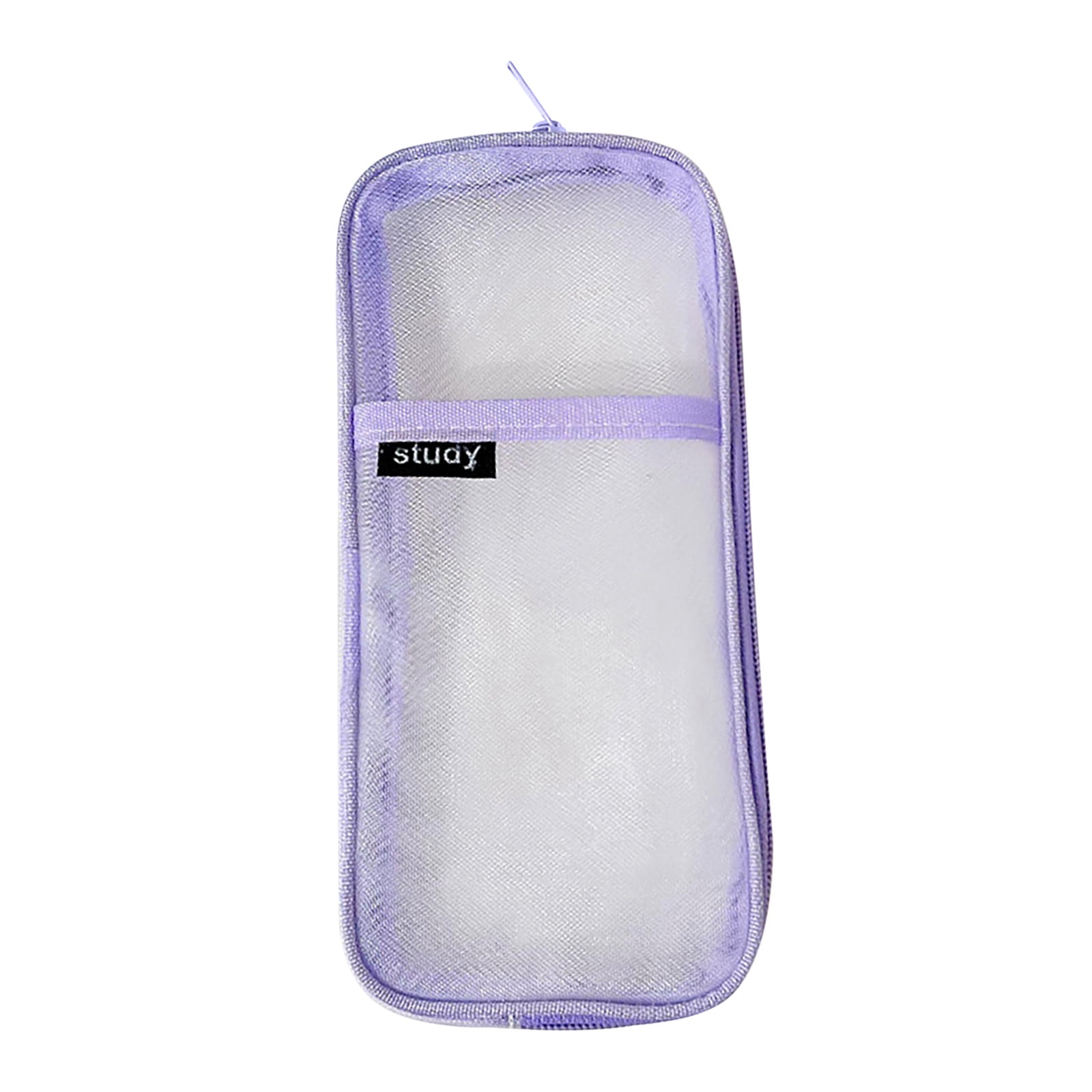 MuYan Grid Mesh Pen Pencil Case with Zipper Clear Makeup Color Pouch ...