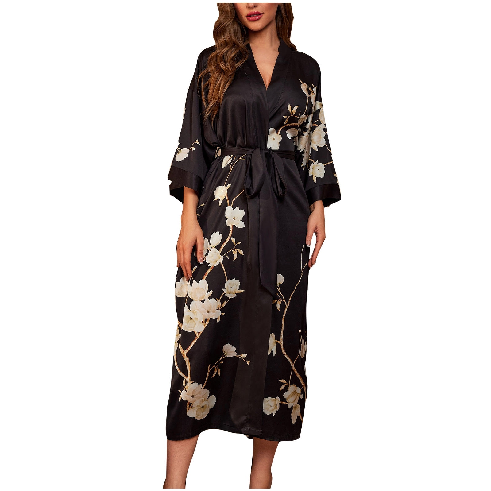 MuZeFu Comfy Robes for Women Soft Women's Casual Homewear Long V-Neck ...