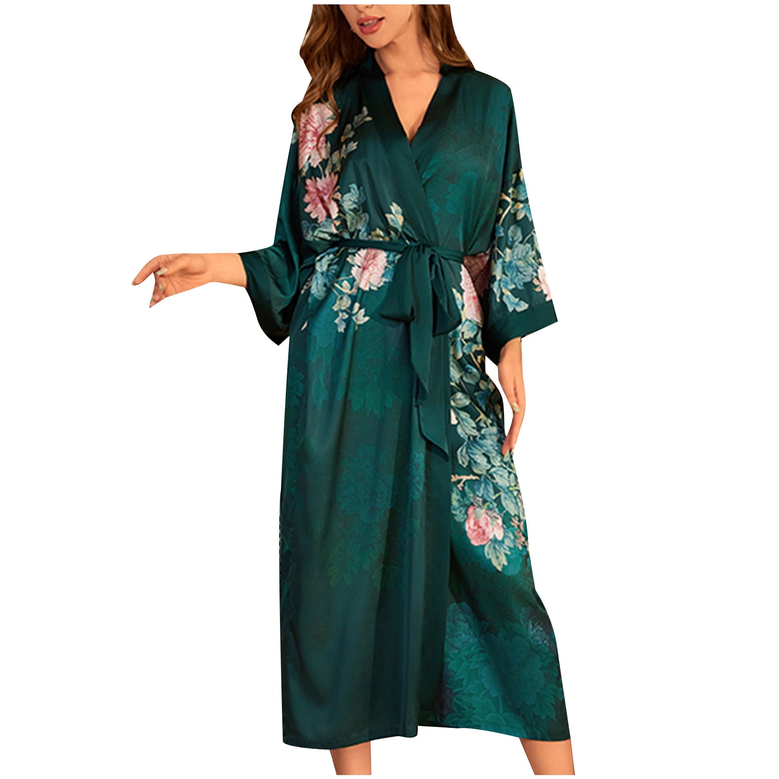 MuZeFu Comfy Robes for Women Soft Women's Casual Homewear Long V-Neck ...