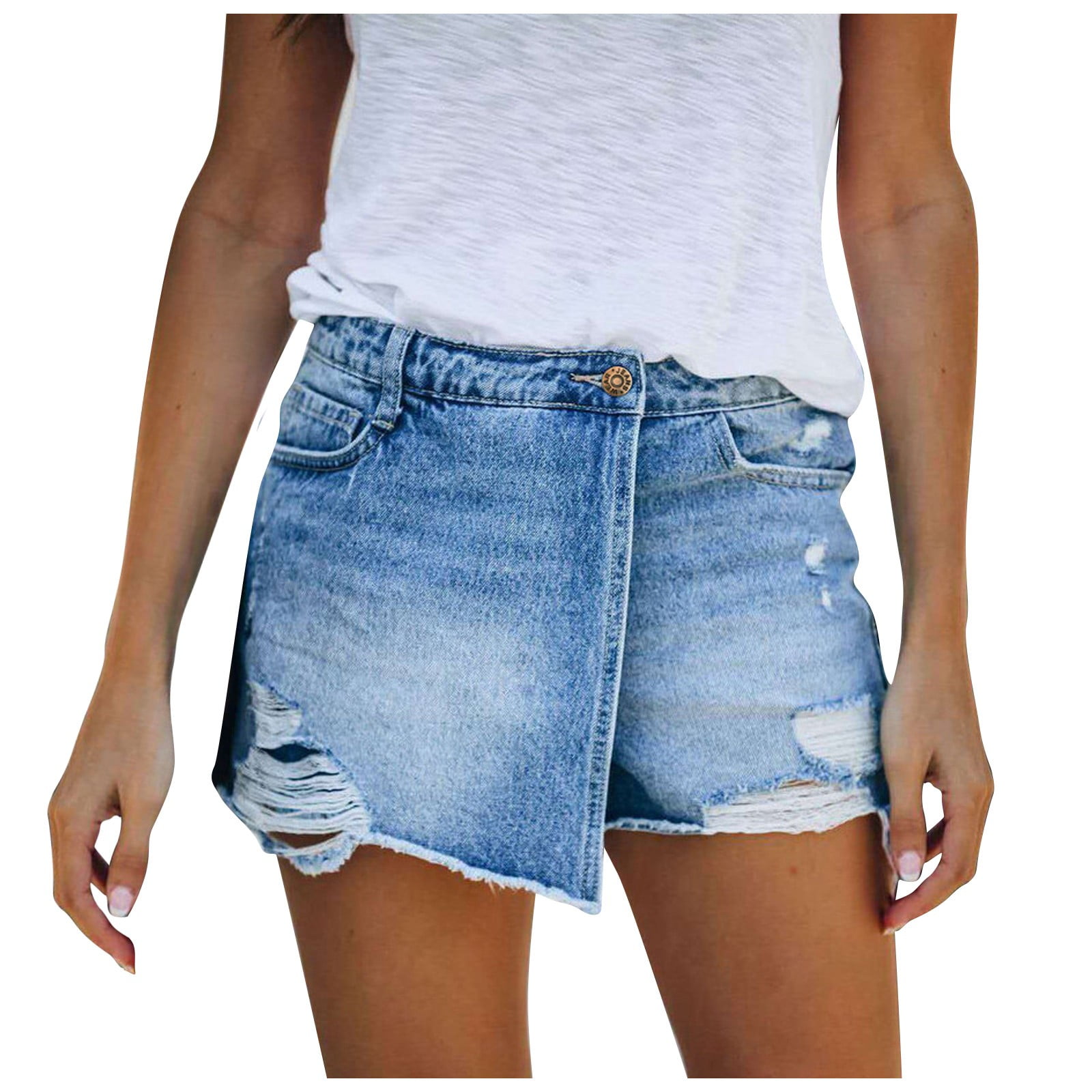 MuZeFu Denim Shorts Women Curvy Loose Women's Casual Fashion Insert ...