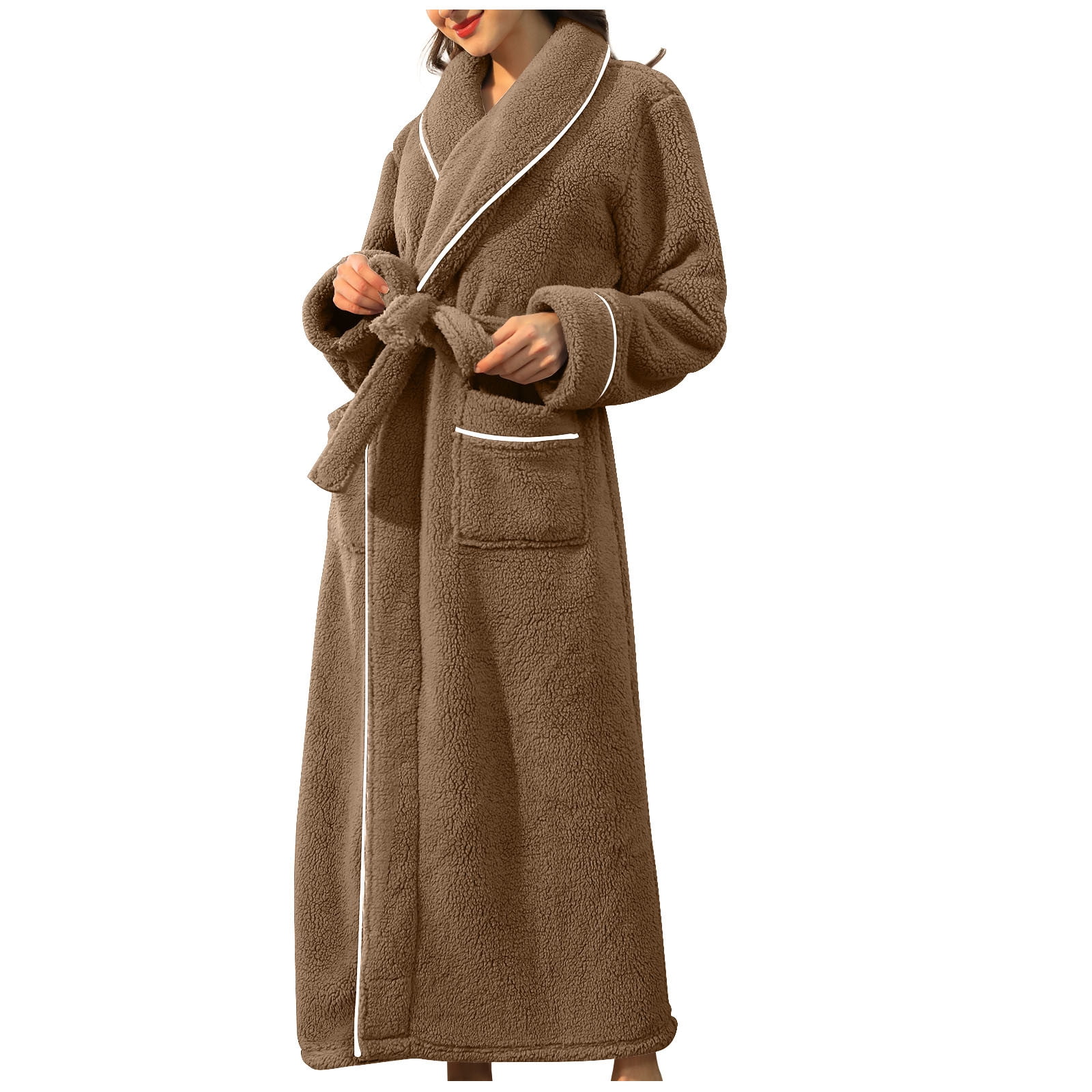 MuZeFu Robes for Women Terry Cloth Womens Solid Bandage Robe Bathrobe ...