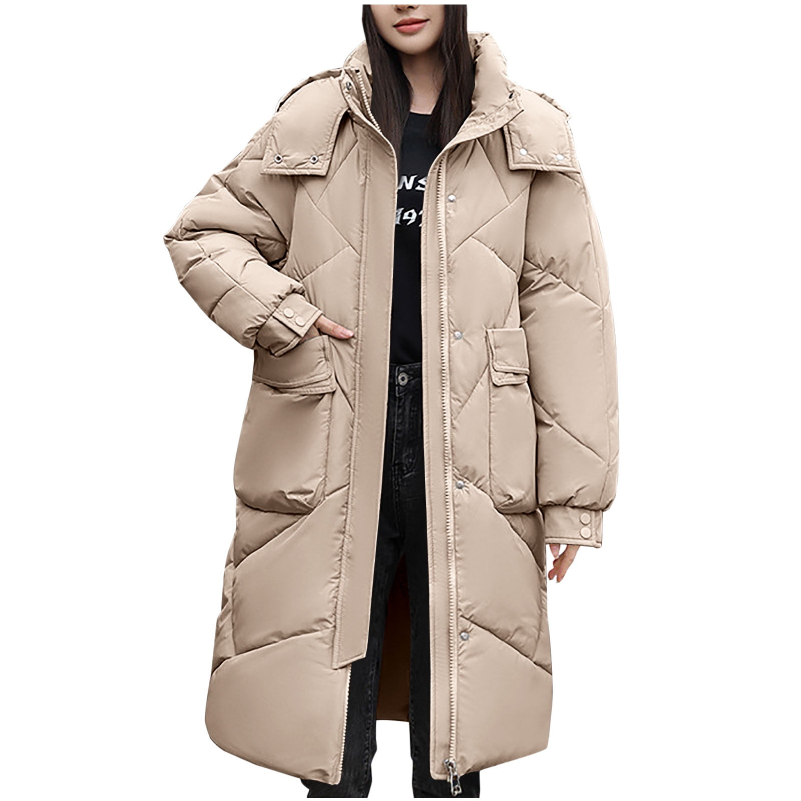 MuZeFu Winter Jacket Women Long Loose Winter Coat Women Warm Pocket ...