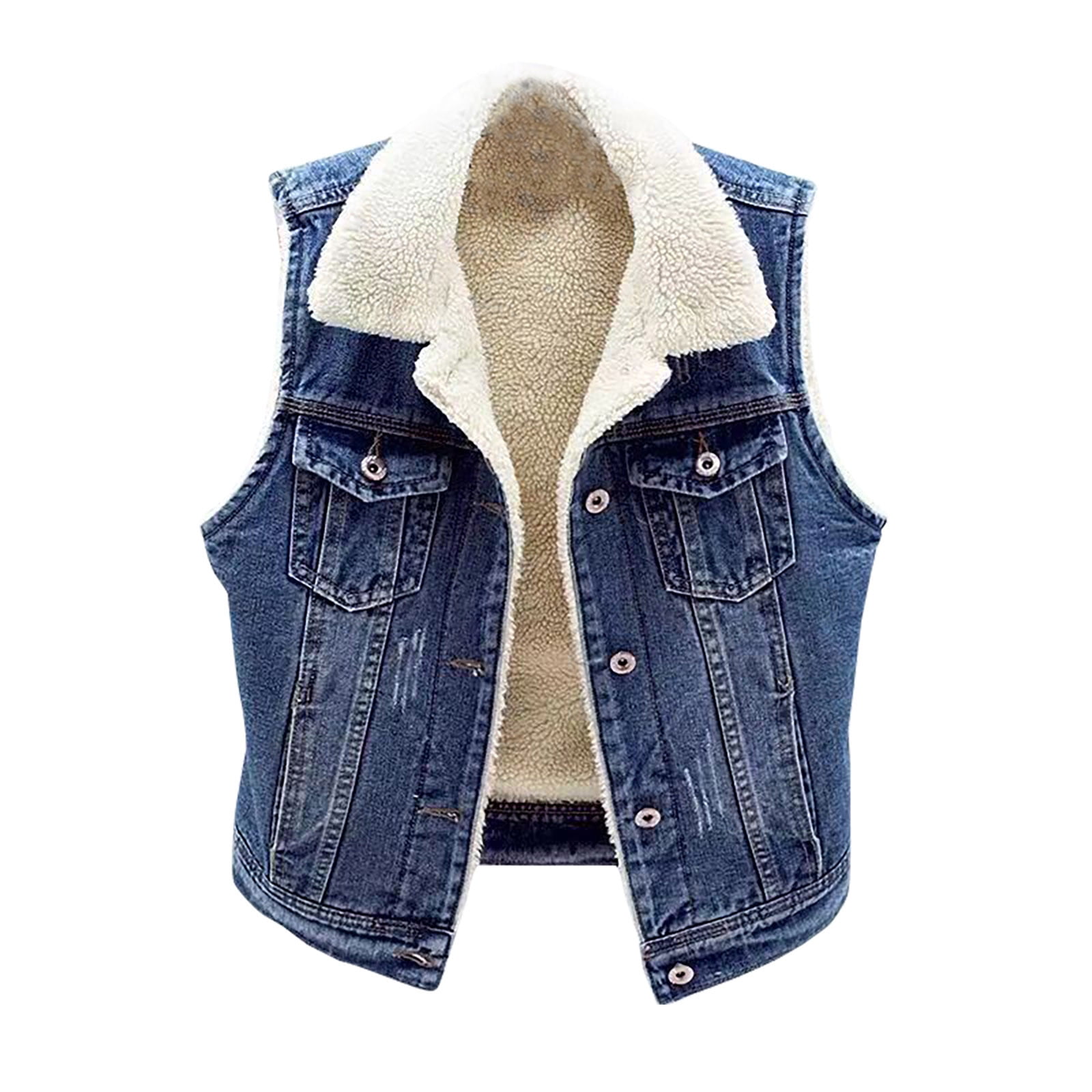MuZeFu Women's Plus Size Casual Button Sleeveless Denim Vest Women With ...