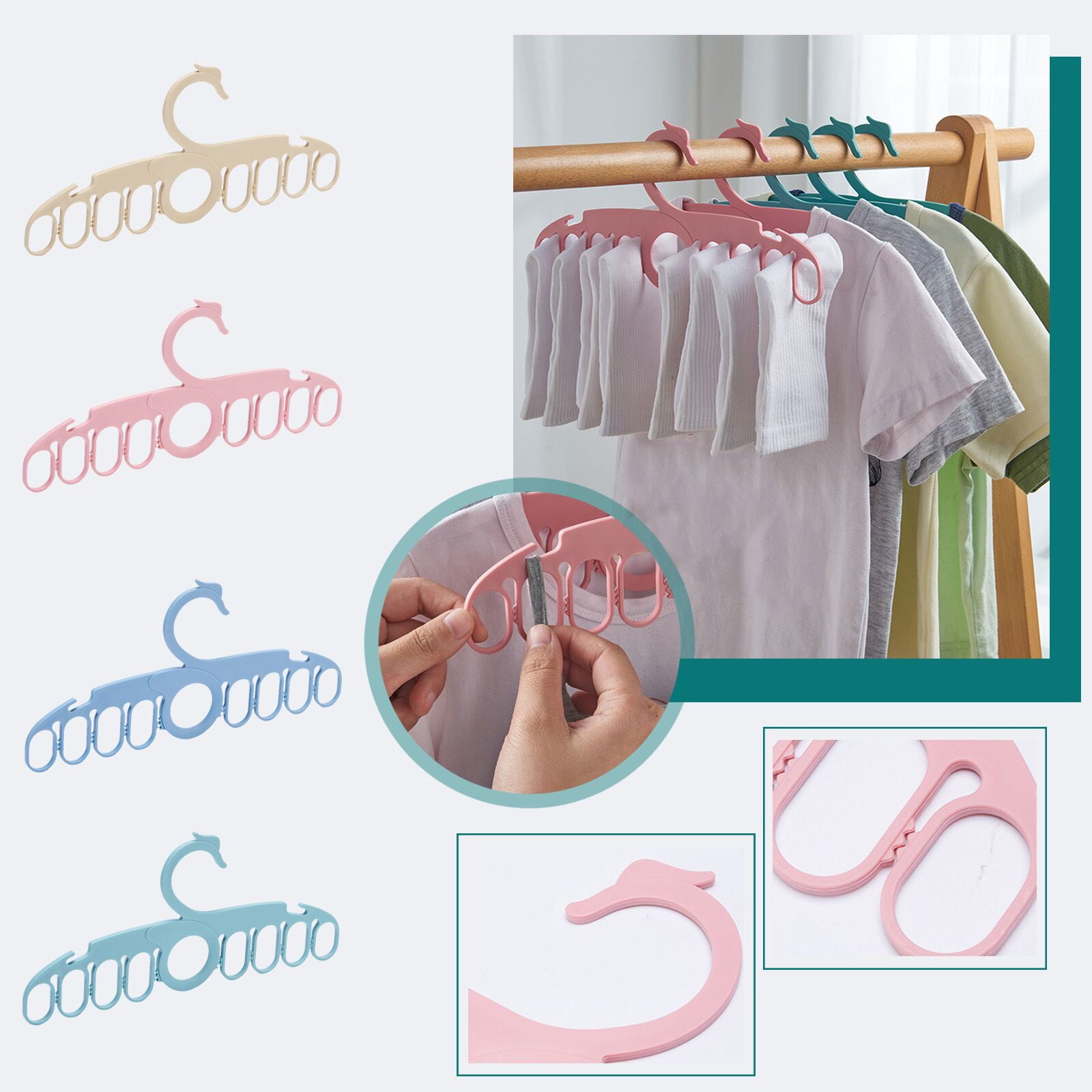 Muaco Kids Hangers Space Saving Cascading Clothing Hangers Clips Hanger ...
