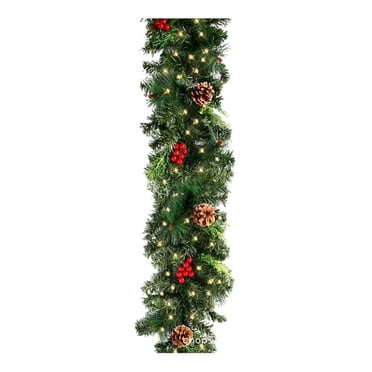 6ft Pre-lit Real Touch Norfolk Pine Prelit Christmas Garland, Winter ...