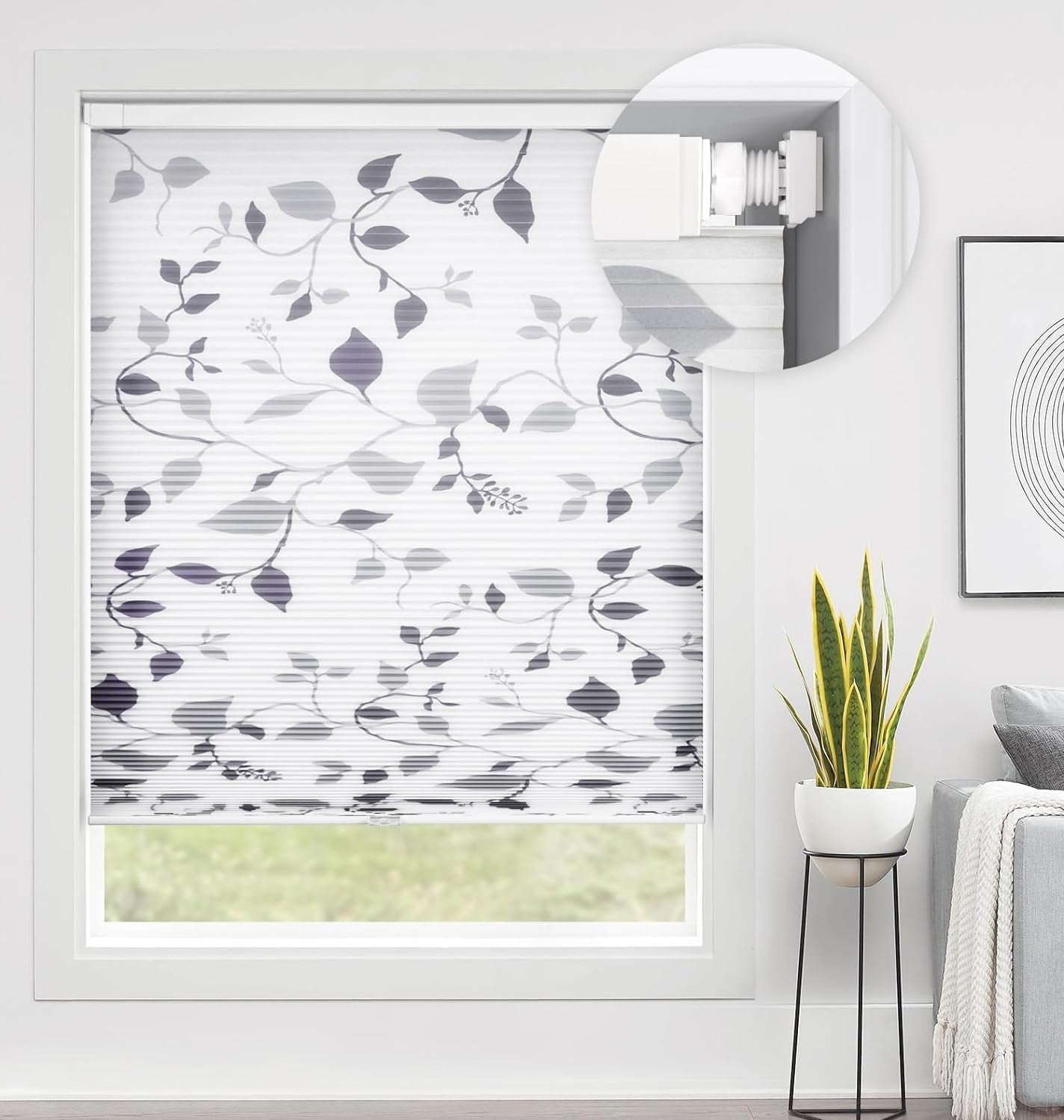 Muanna Cordless Shades, No Drill, Light Filtering Honeycomb Blinds, 21 ...