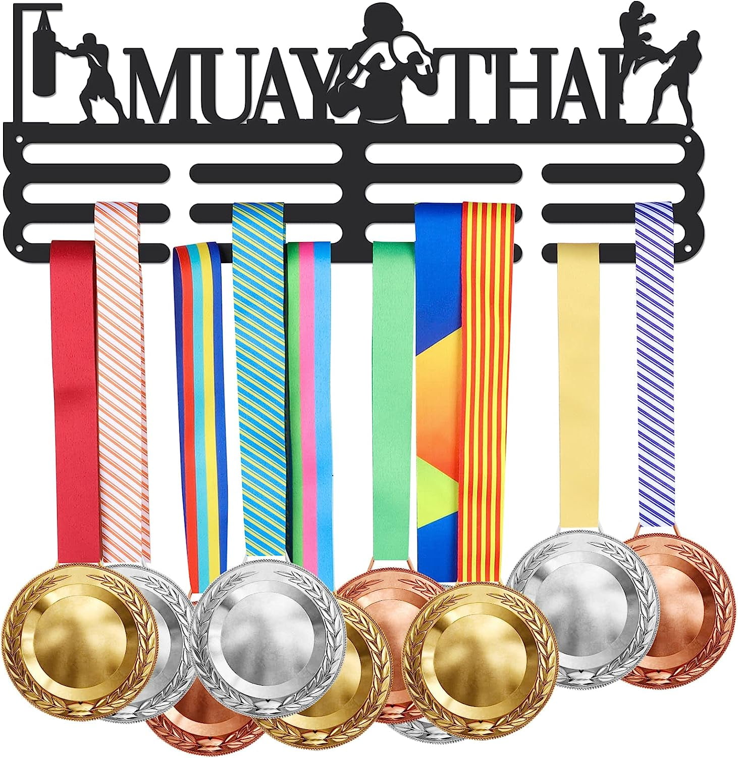 Muay Thai Man Medal Hanger Display Sports Medal Display Rack for 60 ...