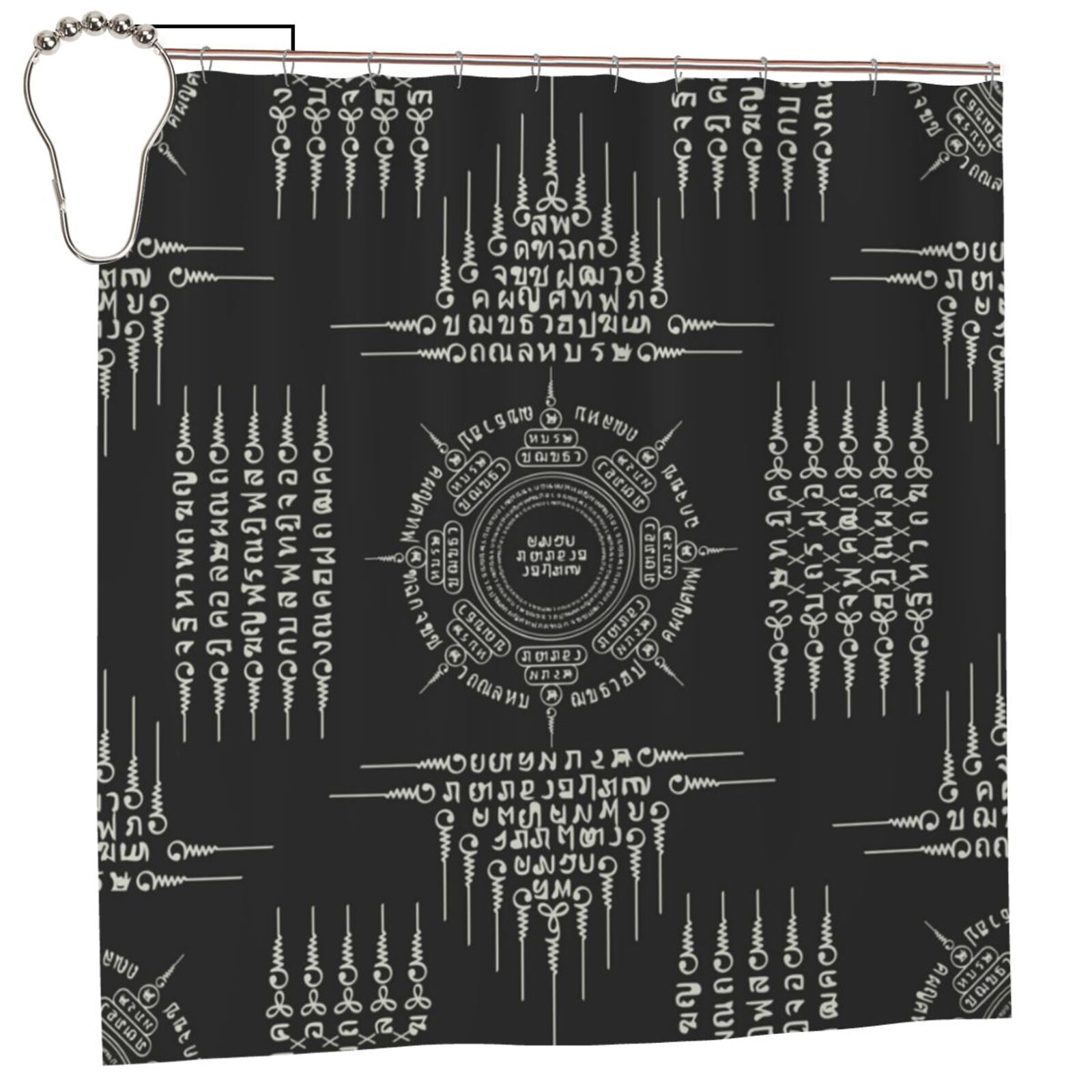 Muay Thai Sacred Symbol Shower Curtain with 12 Iron Hooks Washable ...