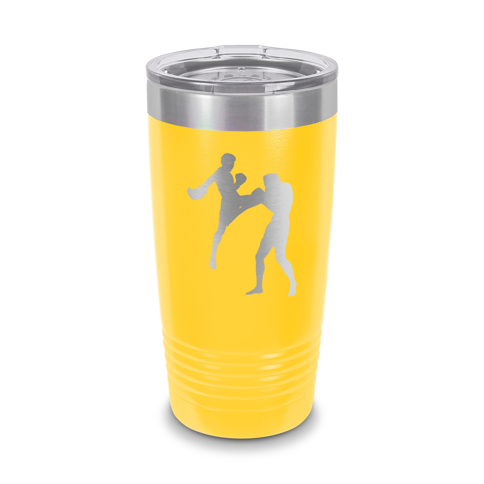 Muay Thai Tumbler 20 oz - Laser Engraved w/ Clear Lid - Stainless Steel ...