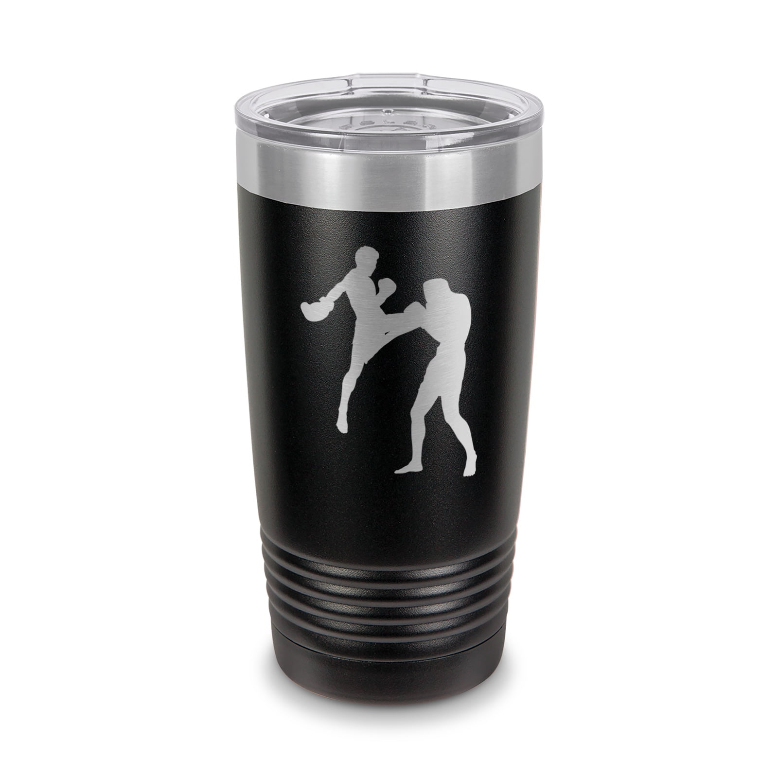 Muay Thai Tumbler 20 oz - Laser Engraved w/ Clear Lid - Stainless Steel ...