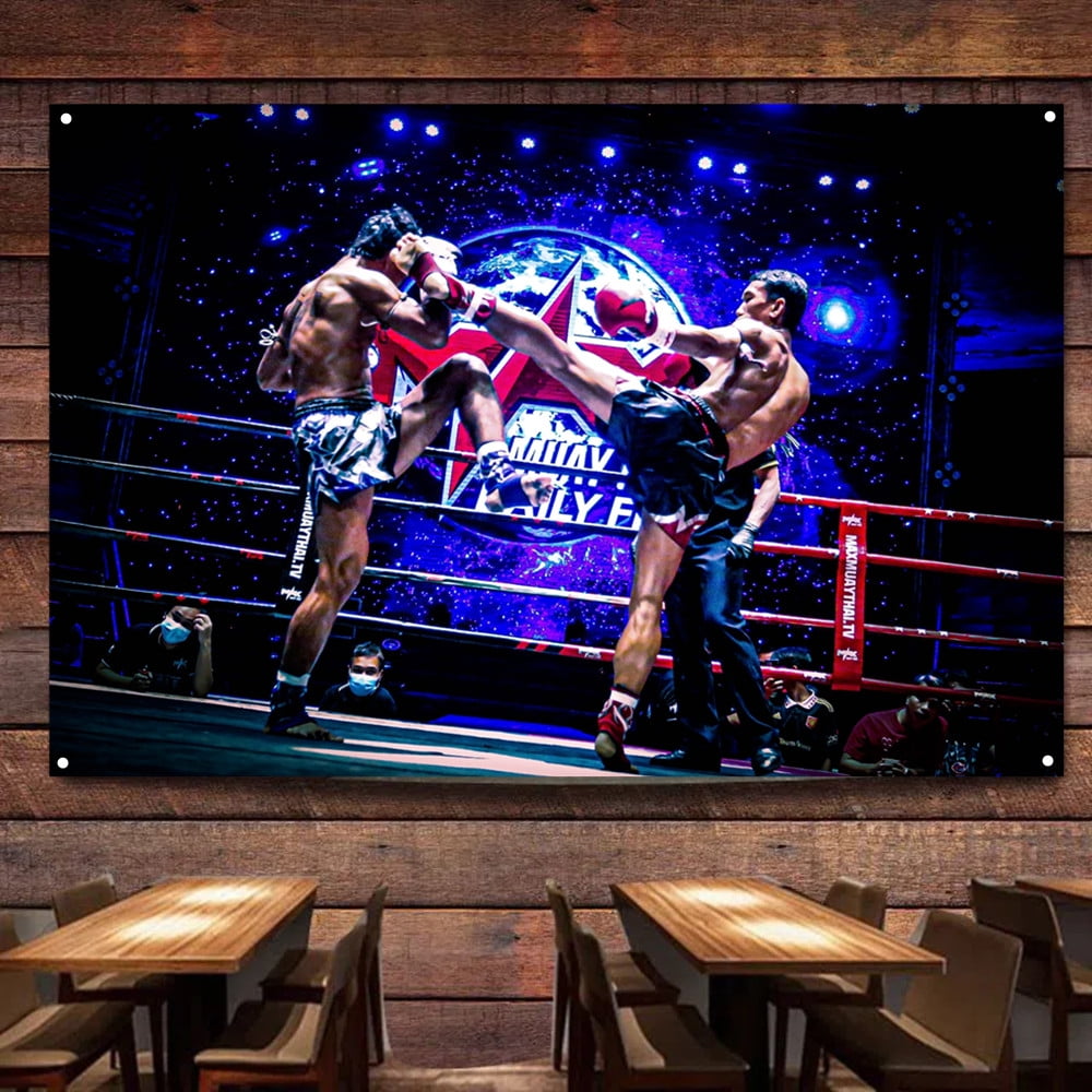 Muay Thai VS Boxing Wall Chart Tapestry, 38" x 57" Sports Combat Gym ...