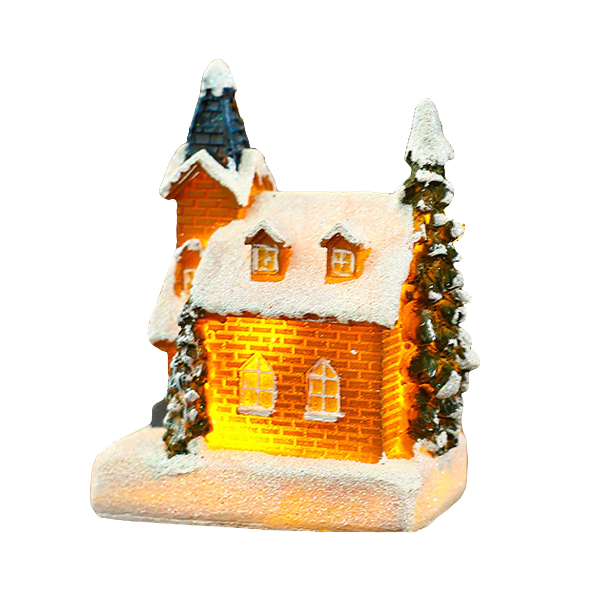 Mubineo Christmas Village Houses Cute LED Light Up Snow House Scene ...