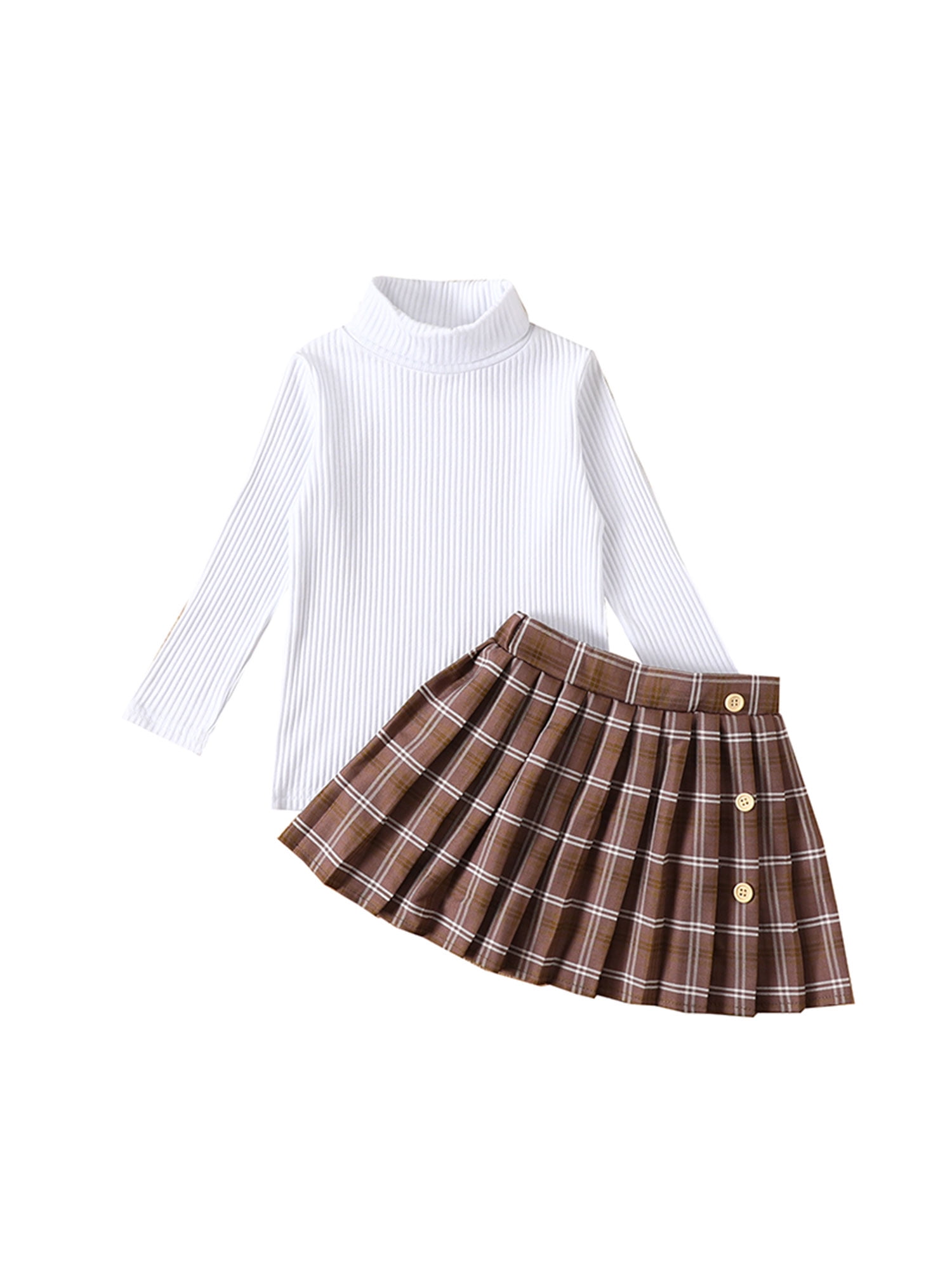 Mubineo Girls Casual Two-piece Clothes Set, Solid Color Turtleneck ...