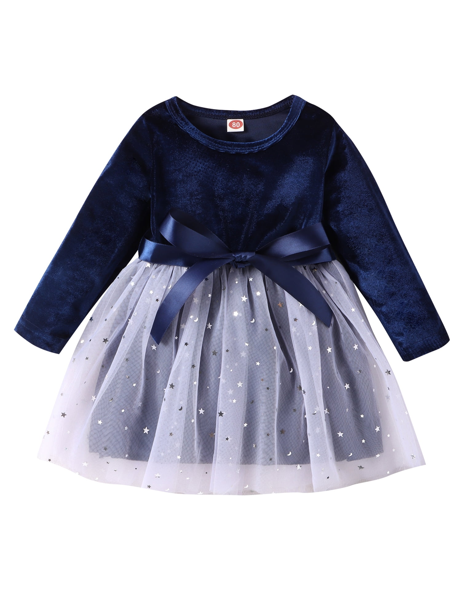 Mubineo Kids Girls Dress Velvet Sequins Stars Layered Mesh Tulle ...