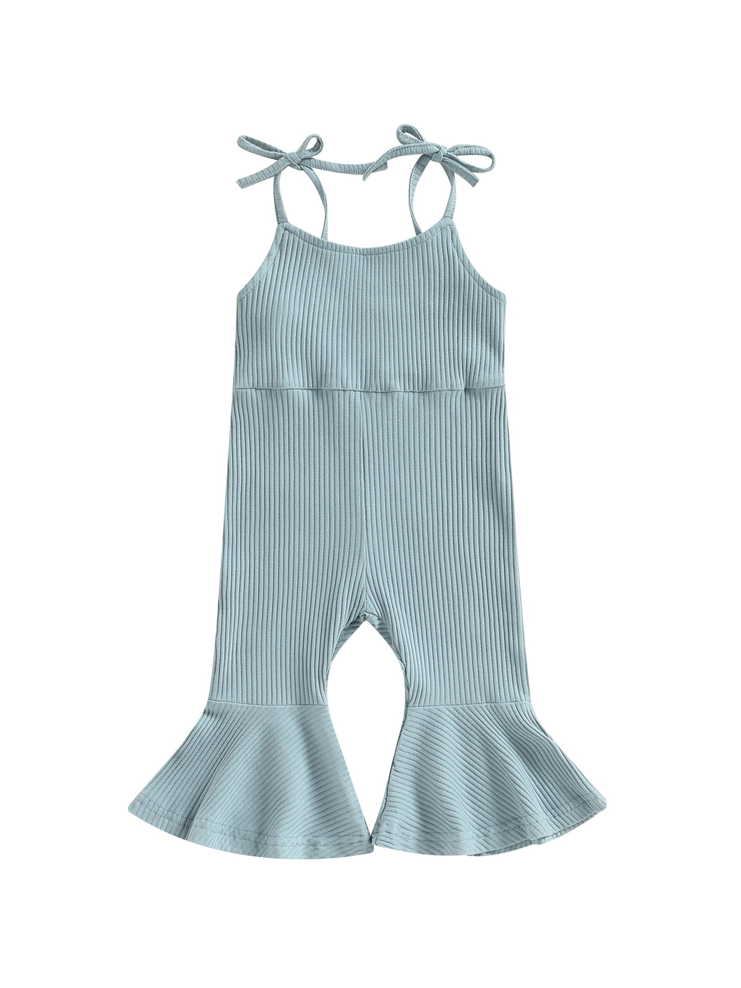 Mubineo Toddler Baby Girl Summer Jumpsuit, Sleeveless Tie Strap Ribbed ...
