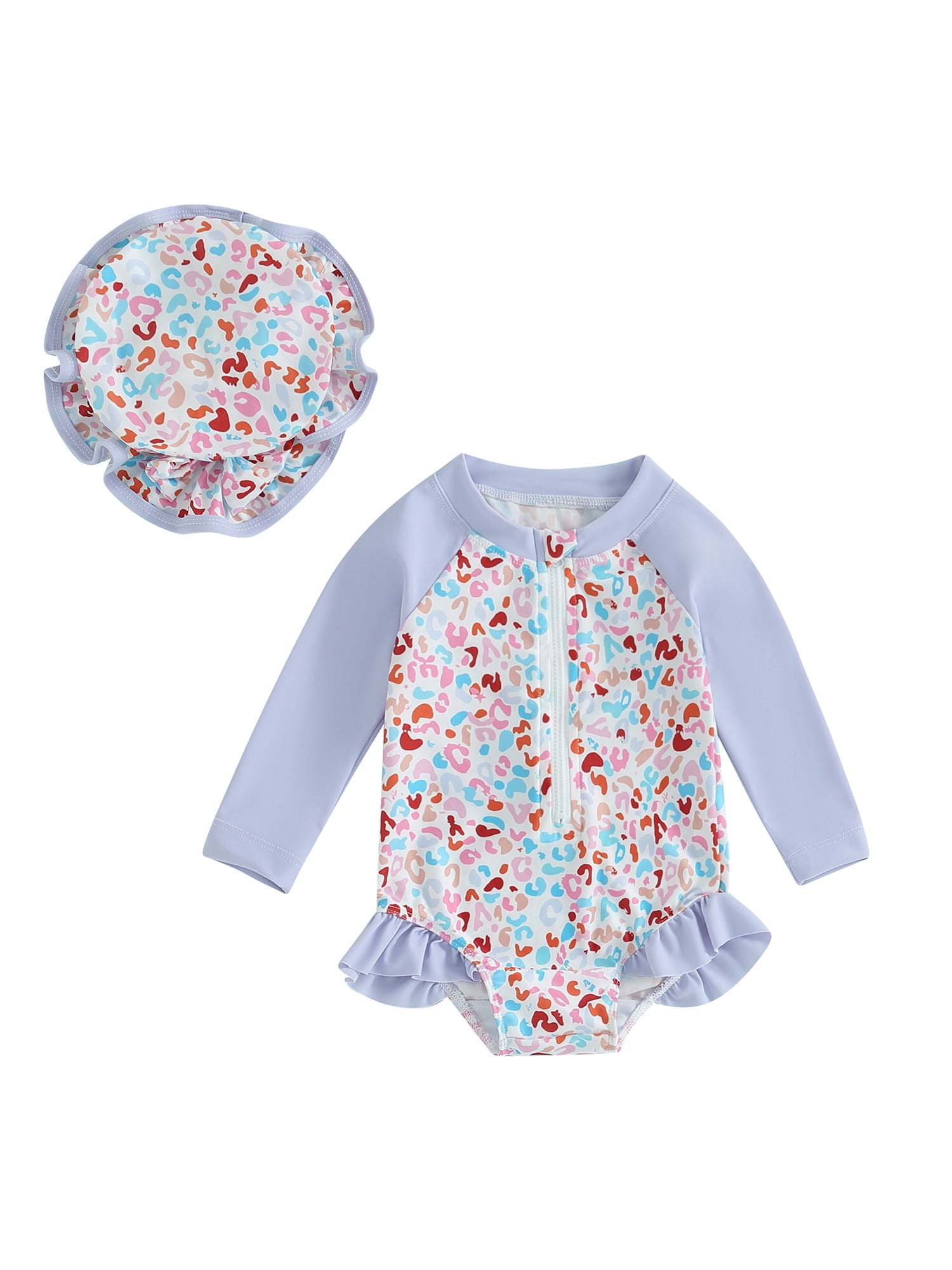 Mubineo Toddler Girls Rash Guard Swimsuit Rompers Long Sleeve Patchwork ...