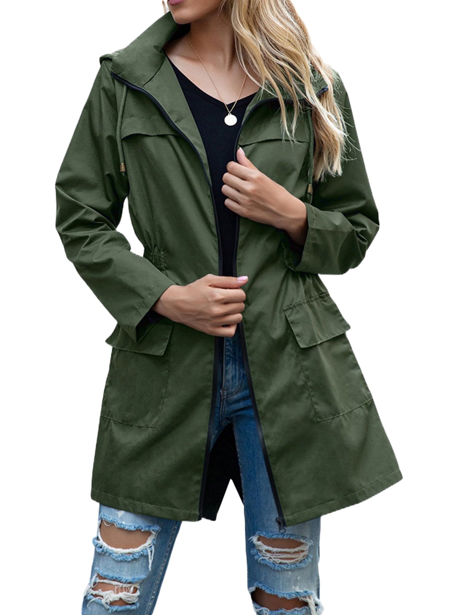 Mubineo Women Light Rain Jacket Waterproof Active Outdoor Trench ...