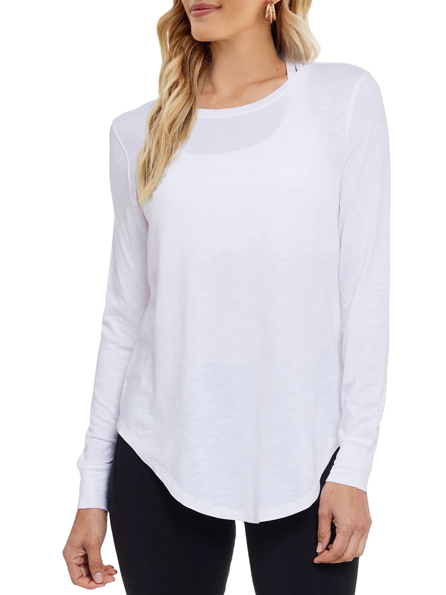 Mubineo Women Workout Tops Solid Color Long Sleeve Yoga Athletic Shirt ...