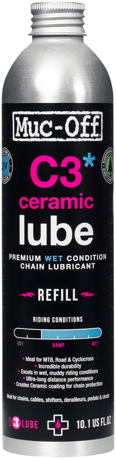 Muc-Off C3 Wet Ceramic Bike Chain Lube - 300ml, Aluminum Refill Bottle ...