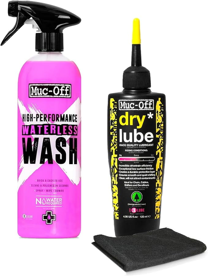 Muc-Off Waterless Wash & Dry Bike Chain Lube Bundle | 750ml High ...