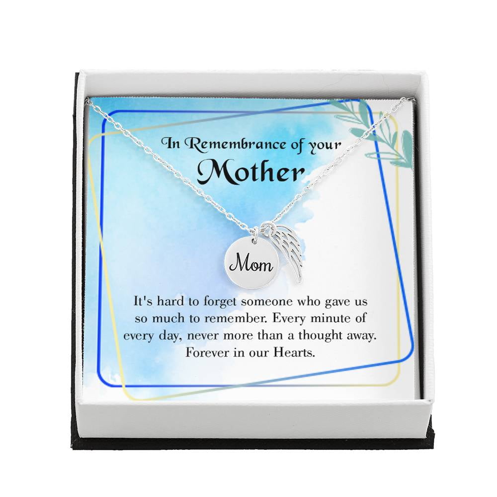Much To Remember Mom Remembrance Necklace Angel Wing Charm, Stainless ...