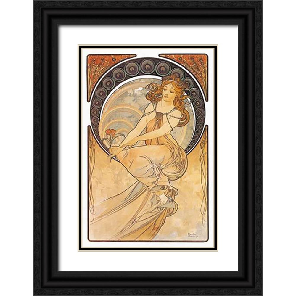 Mucha, Alphonse 11x14 Black Ornate Wood Framed with Double Matting ...