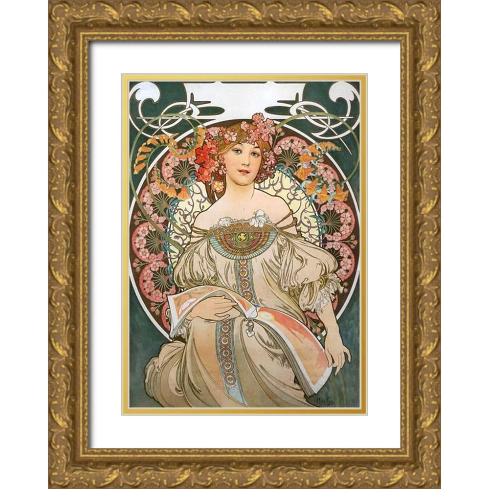 Mucha, Alphonse 11x14 Gold Ornate Wood Framed with Double Matting ...