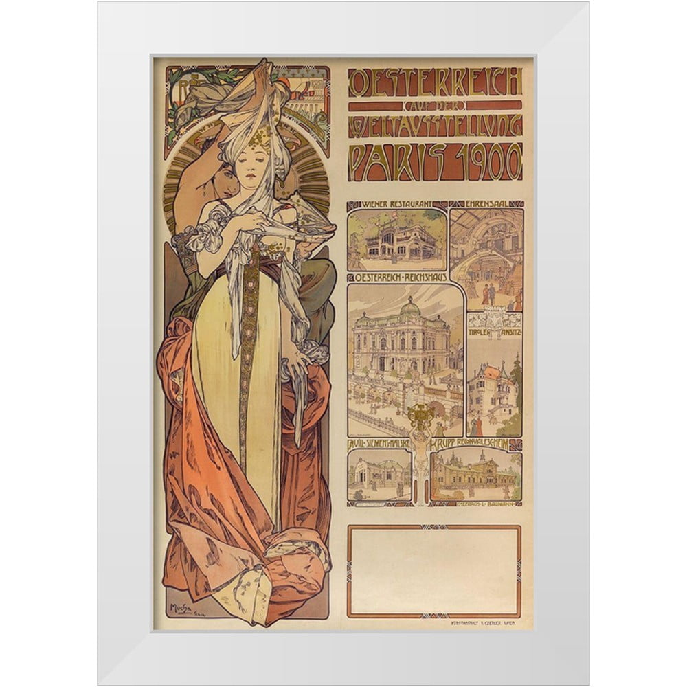 Mucha, Alphonse 11x14 White Modern Wood Framed Museum Art Print Titled ...