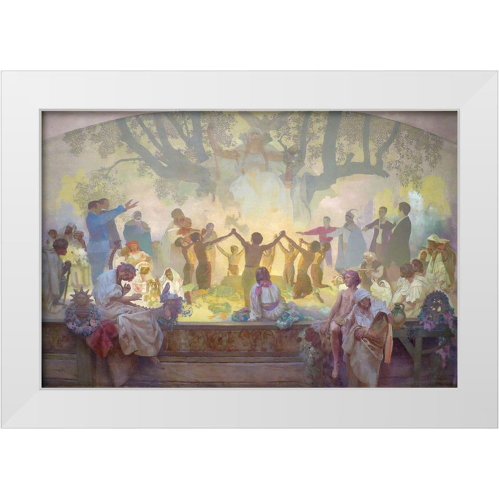 Mucha, Alphonse 14x11 White Modern Wood Framed Museum Art Print Titled - The Oath of Omladina ...