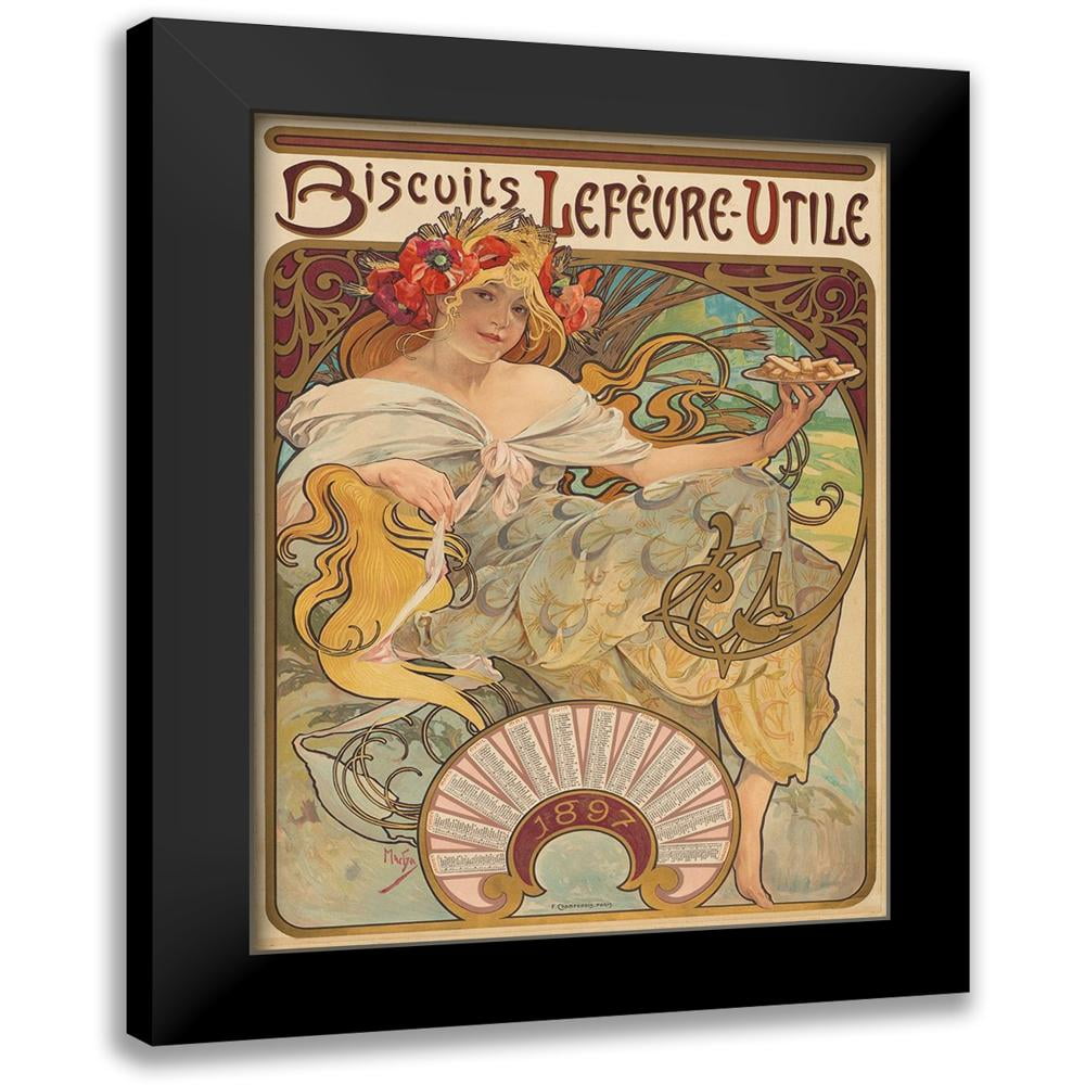 Mucha, Alphonse 14x18 Black Modern Framed Museum Art Print Titled - Biscuits LefÃ¨vre-Utile ...