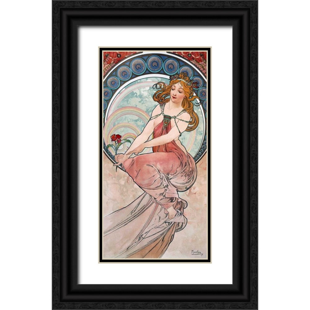 Mucha, Alphonse 14x24 Black Ornate Wood Framed with Double Matting ...