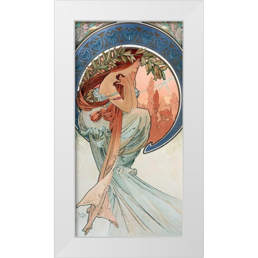 Mucha, Alphonse 14x24 White Modern Wood Framed Museum Art Print Titled ...