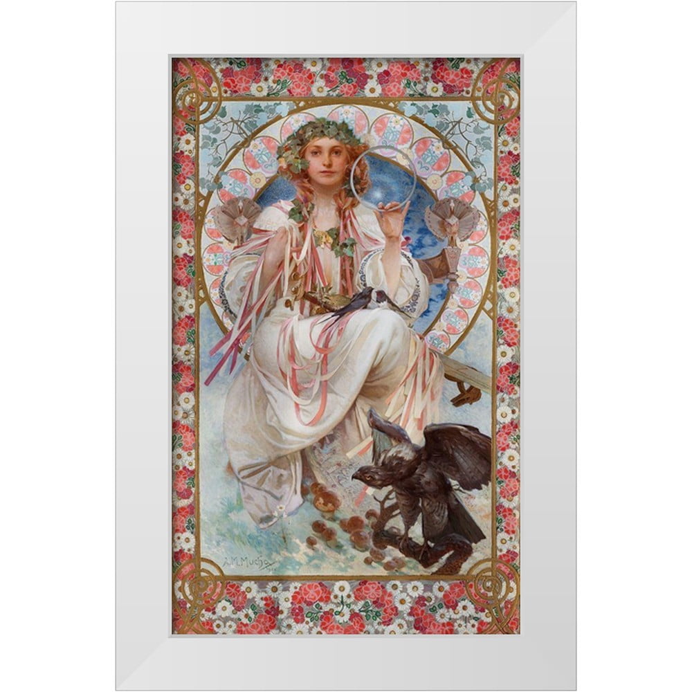 Mucha, Alphonse 16x24 White Modern Wood Framed Museum Art Print Titled ...