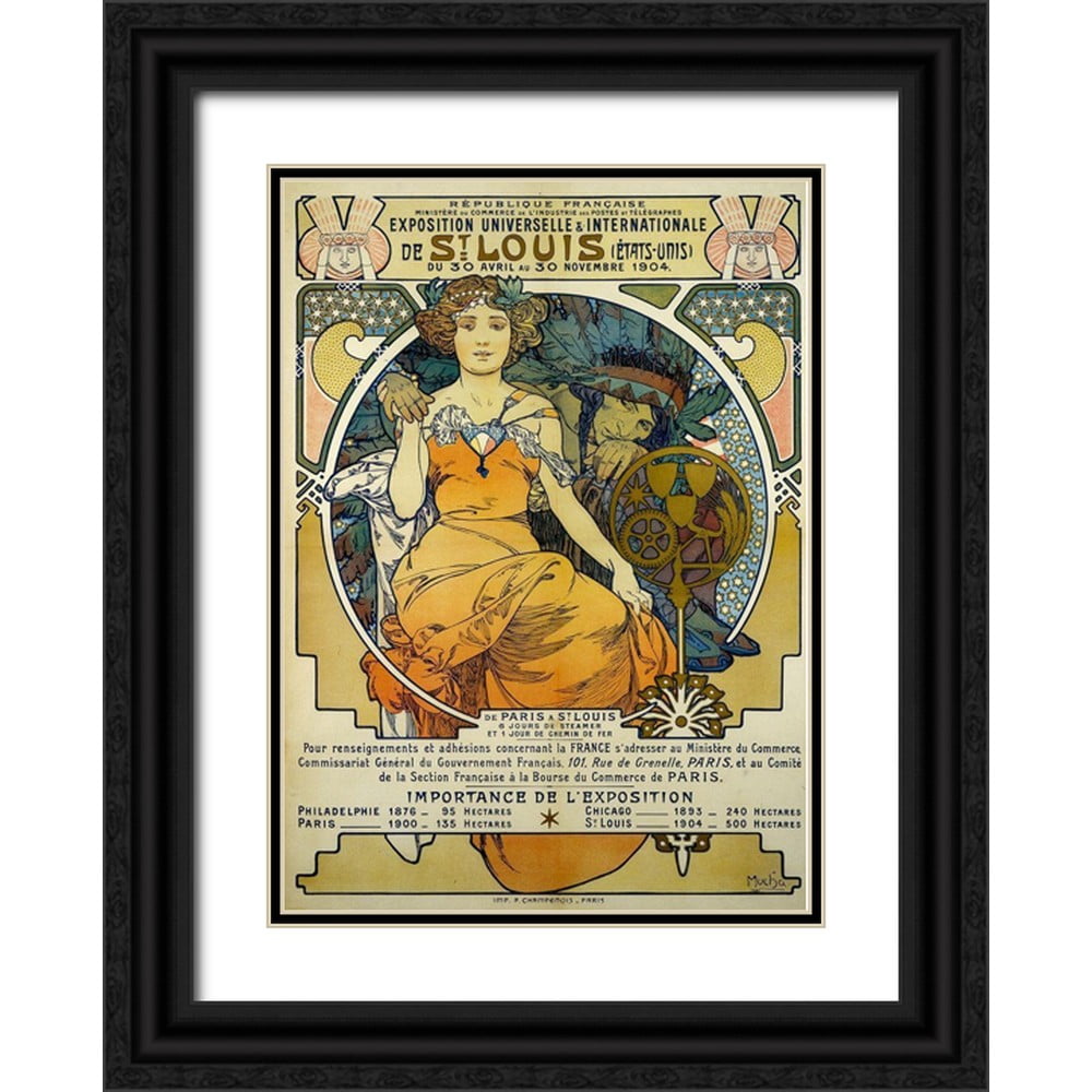Mucha, Alphonse 18x24 Black Ornate Wood Framed with Double Matting ...