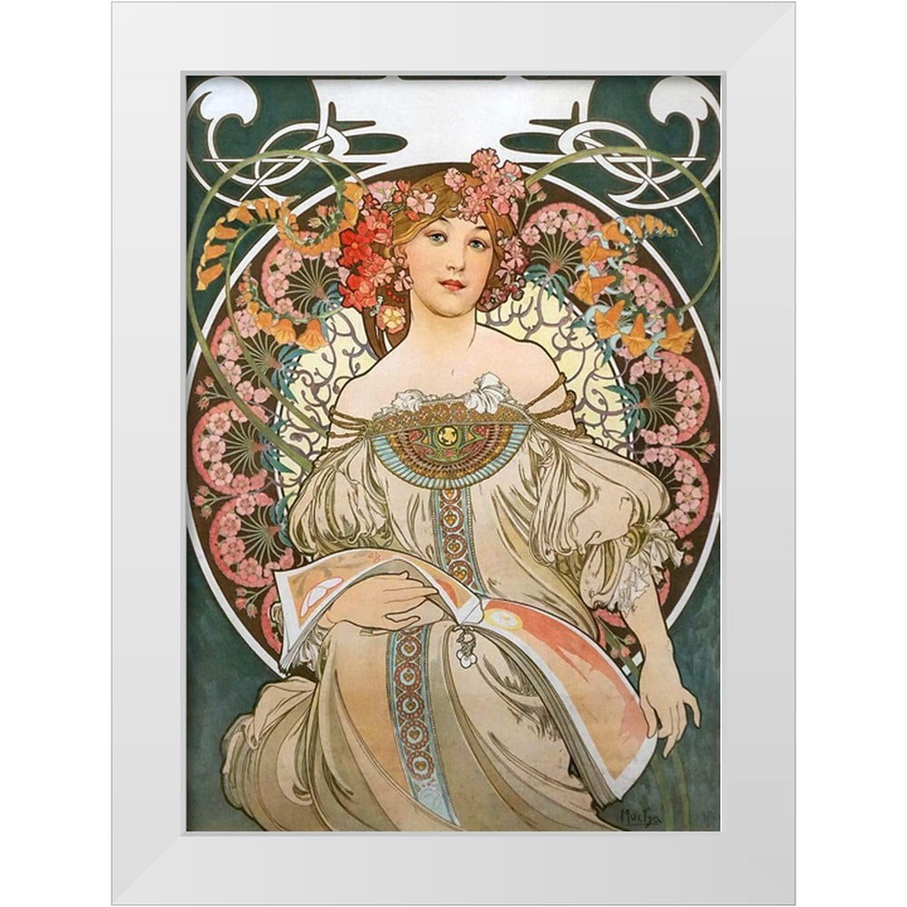 Mucha, Alphonse 18x24 White Modern Wood Framed Museum Art Print Titled ...