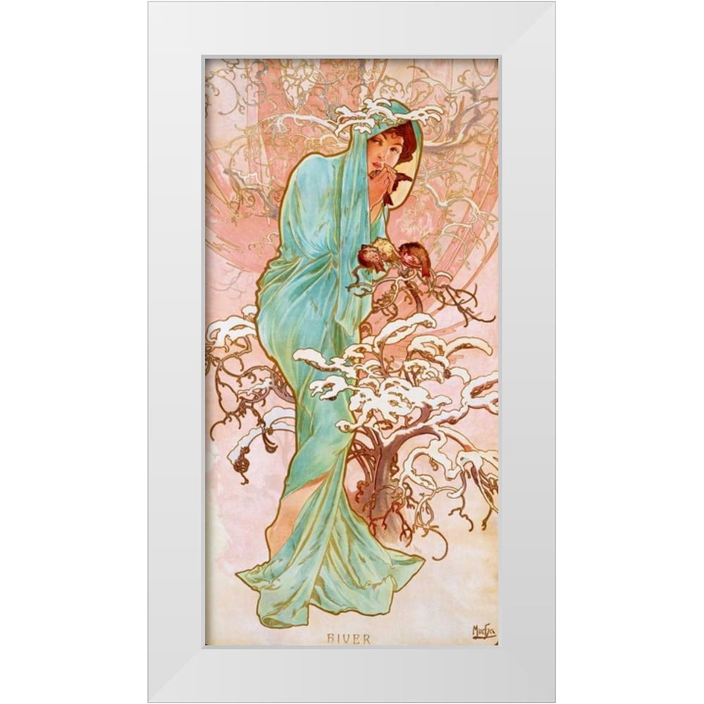 Mucha, Alphonse 18x32 White Modern Wood Framed Museum Art Print Titled ...