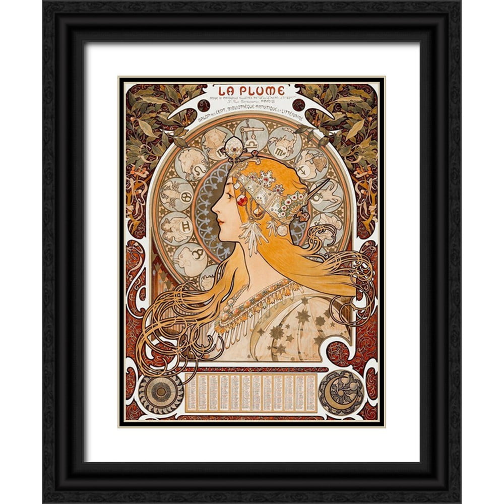 Mucha, Alphonse 19x24 Black Ornate Wood Framed with Double Matting ...