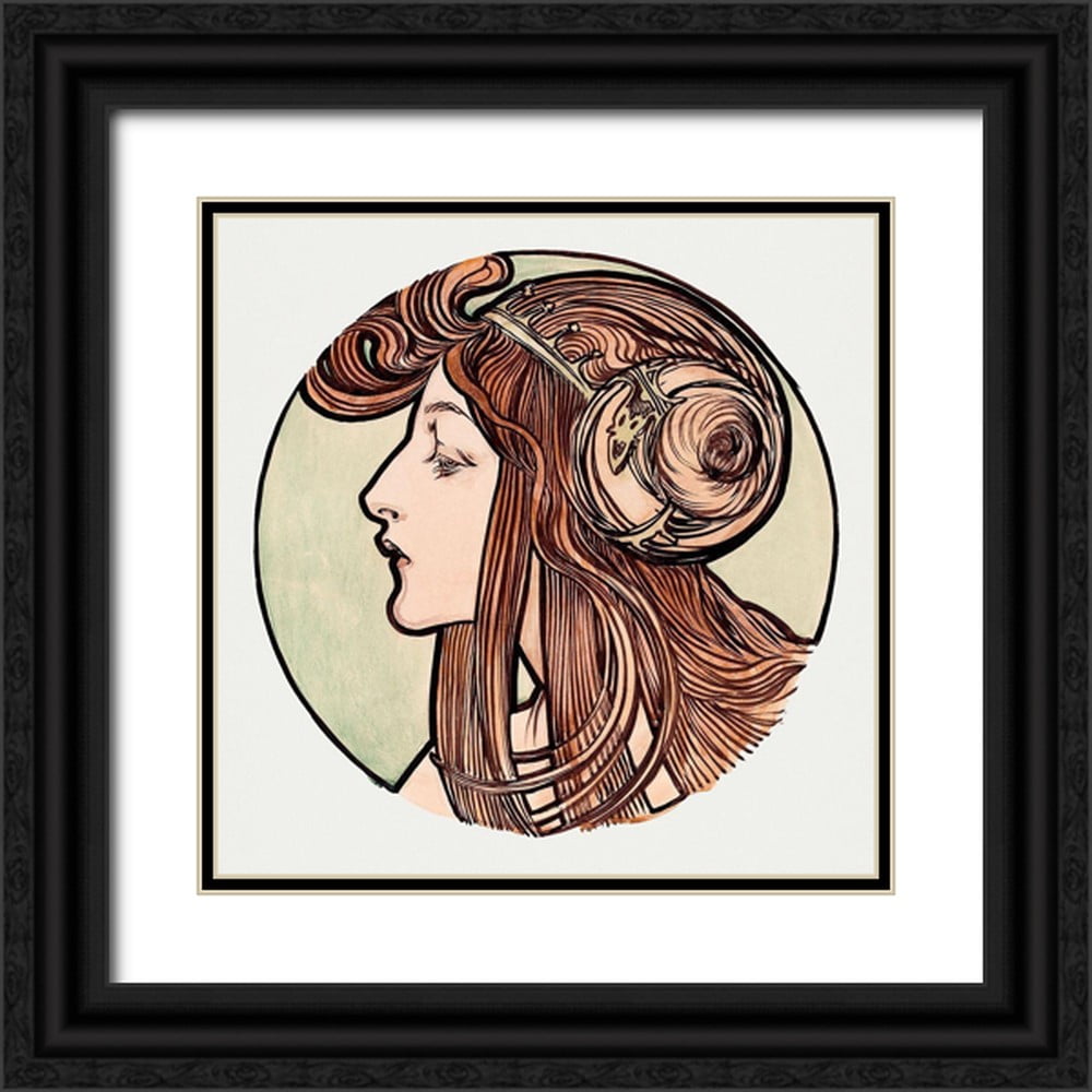 Mucha, Alphonse 20x20 Black Ornate Wood Framed with Double Matting ...