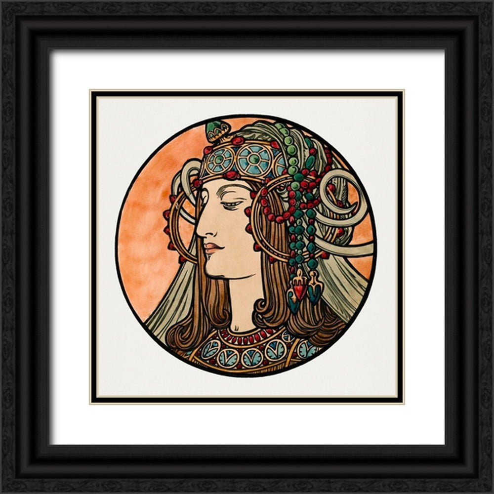 Mucha, Alphonse 26x26 Black Ornate Wood Framed with Double Matting ...