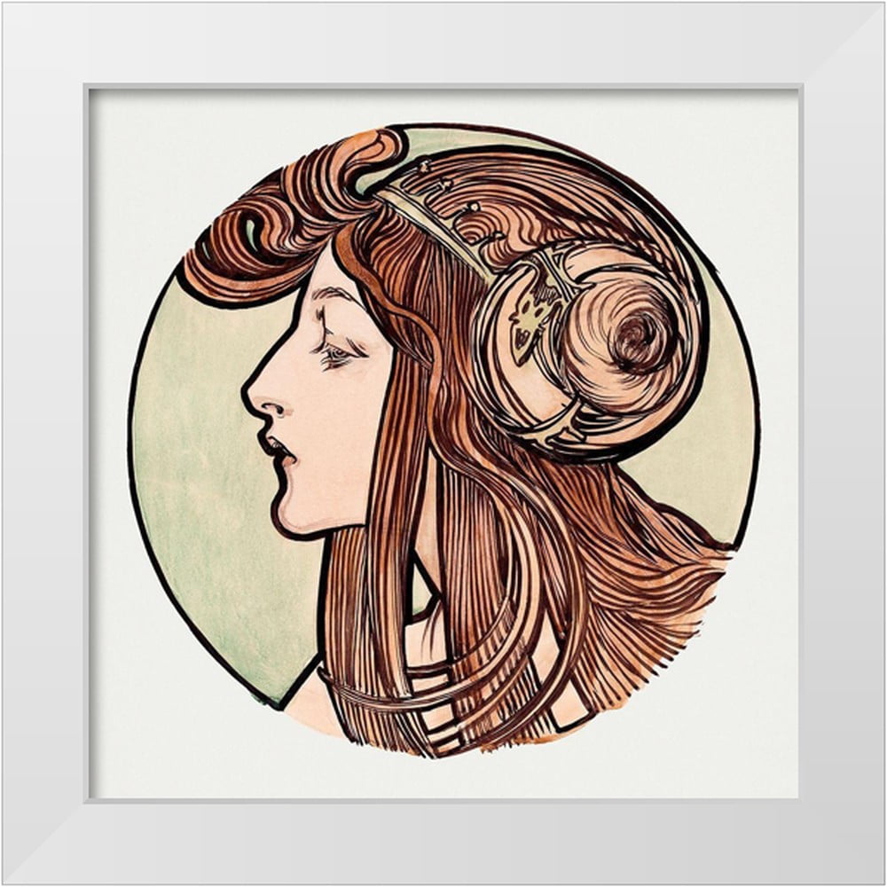 Mucha, Alphonse 26x26 White Modern Wood Framed Museum Art Print Titled ...
