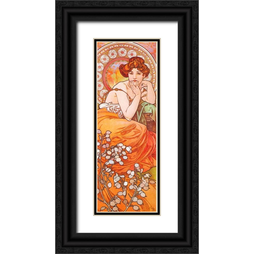 Mucha, Alphonse 7x14 Black Ornate Wood Framed with Double Matting ...